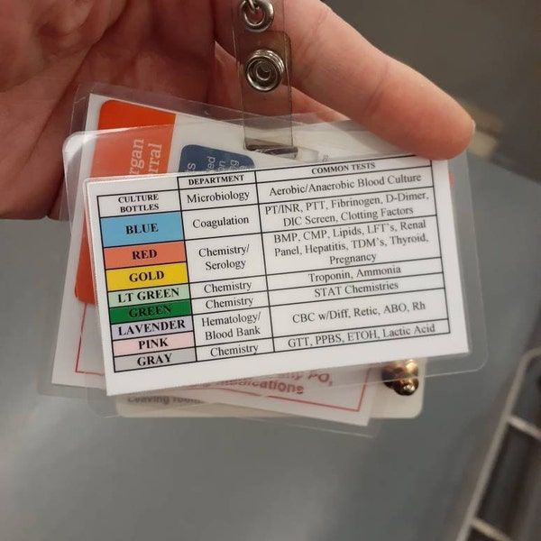 Order of Draw Badge Card. Common Blood Tests/tubes. - Etsy