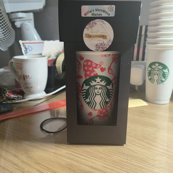 24oz Cold Cup Gift Box With Window and Lid Template 11"x17" Sheets ...