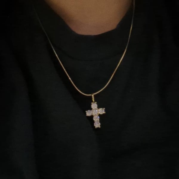 Dainty Cubic Cross Charm Necklace Clear Cz Stone Pendant in 14k Gold ...