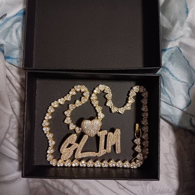 Custom Icy Baguettes Nameplate Necklace Cuban Chain CUSTOM Name ...