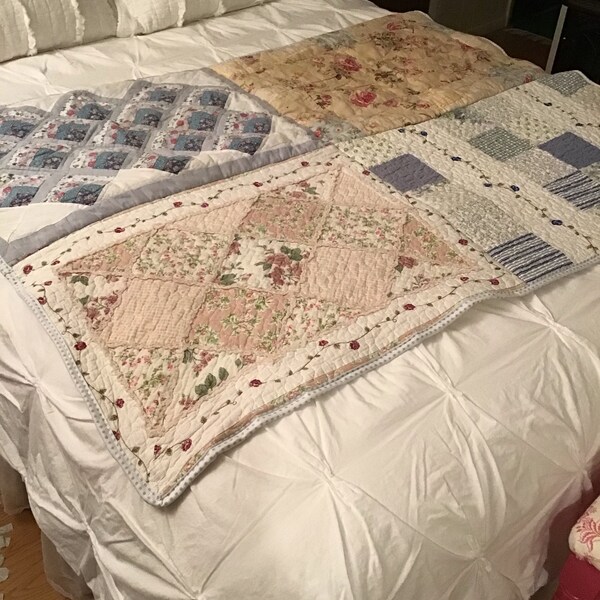 SIX Vintage Postage Stamp Patchwork Quilt Squares for Repurposing, and ...