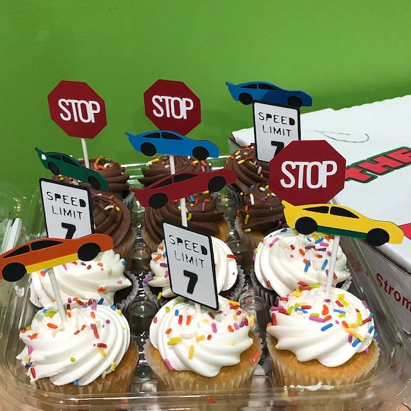 Race Car Cupcake Toppers, Race Car Birthday, Race Car Party Decor, Two ...