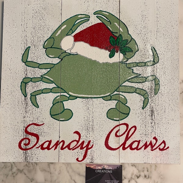 Christmas Crab- Santa Claws Wooden Handpainted Sign - Etsy