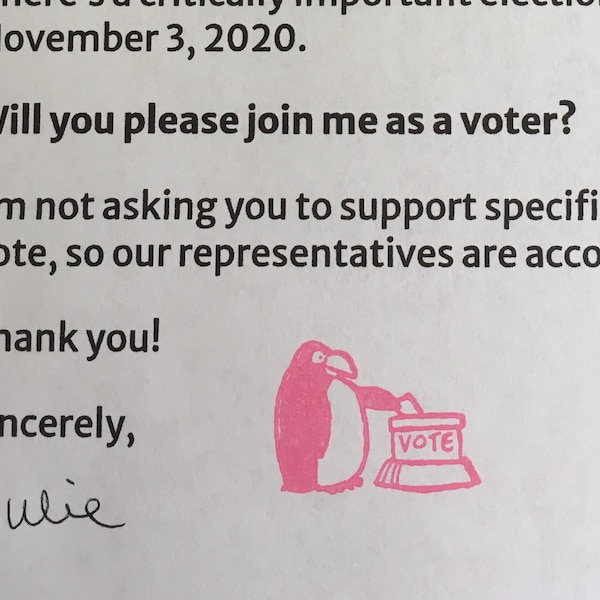 Penguin Casting Ballot Rubber Stamp, Voting Series D33709 Wood Mounted ...
