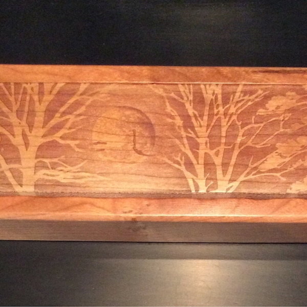 Forest With Moon 7 Day Pill Box, Wooden Pill Box, Lacquer & Oil Finish ...