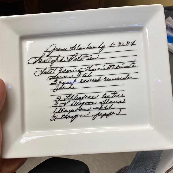 Personalized Recipe Plate // Handwritten Recipe // Comes With Stand ...
