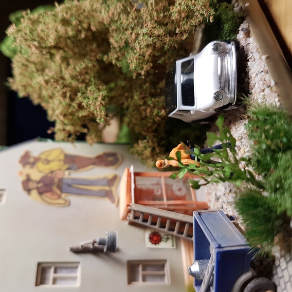 2x Miniature Brick Flower Planters HO O Scale Model Railway Diorama ...