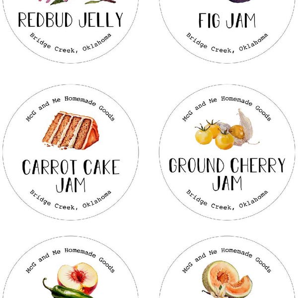 2" Cherry Jam Jelly Round Canning Label Printable Homemade With Love ...
