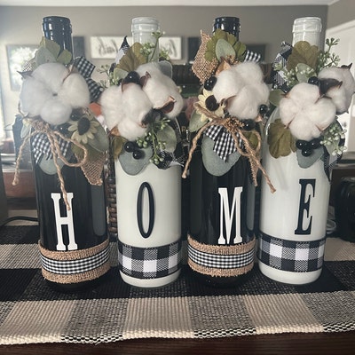 Buffalo Plaid Farmhouse Wine Glass Decor - Etsy