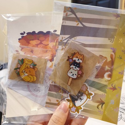 Floral Doge Pin Cute Shiba Inu Wooden Pin - Etsy