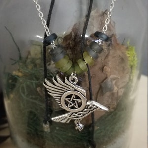 Celtic Pagan Morrigan Flying Crow Raven W Pentacle Dblsided W Crow ...
