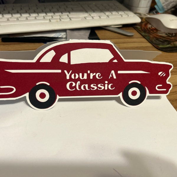Classic Red Car Birthday Greeting Card, Cricut, Silhouette, Folded Card ...