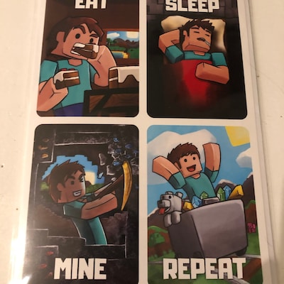 PERSONALISED BIRTHDAY CARD Steve Cake Minecraft Themed Gamer Greeting ...