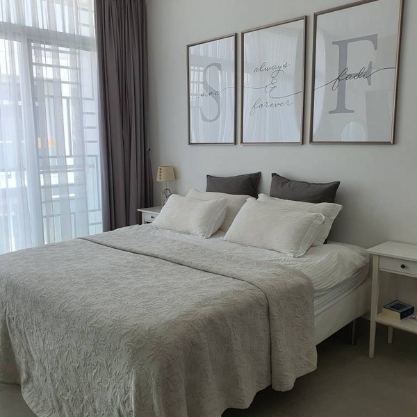 Couple Custom Initial Name Always & Forever Set of 3,romantic Bedroom ...