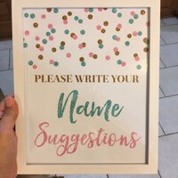 Printable Name Suggestions Sign 8x10 Light Pink Blue Gold - Etsy Canada
