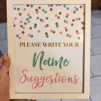 Printable Name Suggestions Sign 8x10 Light Pink Blue Gold - Etsy Canada