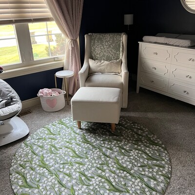 Cottagecore Flower Meadow Round Rug, Floral Round Area Rug, Round Floor ...