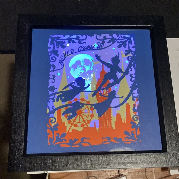 Peter Pan Fairytale Shadow Box SVG Template, Never Grow up Papercut ...