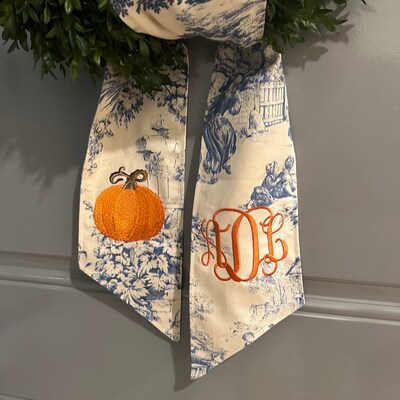 Custom Acorn Monogram Swag, Personalized Taupe Toile Thanksgiving ...