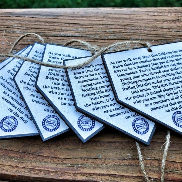Personalized Baseball Senior Gift Dirt Jar Tag, Printed Home Plate Tag ...