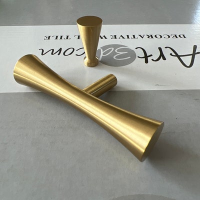 Solid Brass, Mid-century Modern Cabinet Knob, Brushed Brass Gold ...