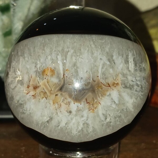 Ocean Jasper Crystal Sphere With Unique Striking Red Druzy Inclusion ...