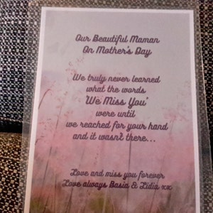 One Year Death Anniversary Grief Keepsake Card, One Year Since You Left ...