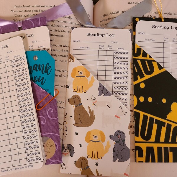 Bookmark Pouch Reading Log & TBR Log Bookmark Book Stack Themed Reading ...
