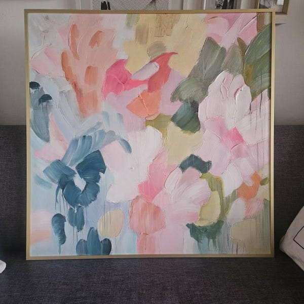 Soft Feather Brushstroke Painting, Pastel Palette Wall Art, Modern ...