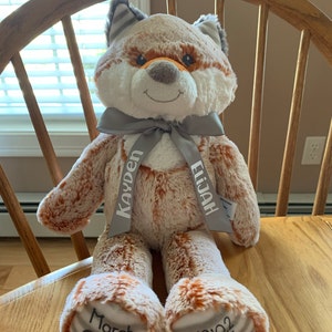 Fox Birth Stats Stuffed Animal, Personalized Plush Fox Birth ...