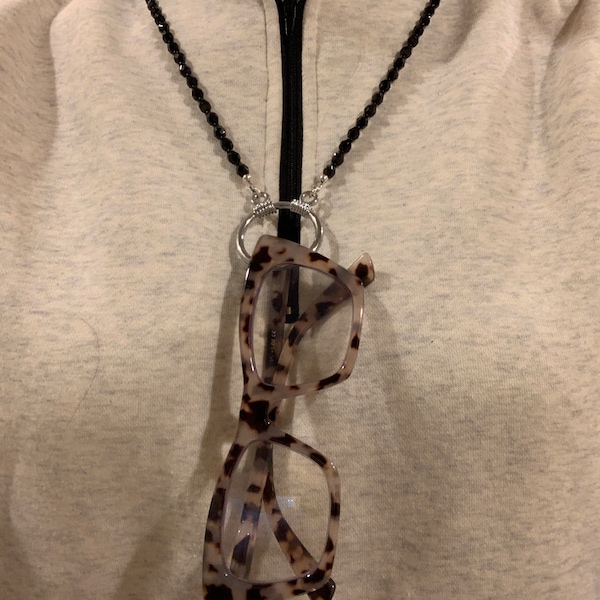 Silver Flower Eyeglass Holder Necklace, Reading Glasses Loop Chain ...