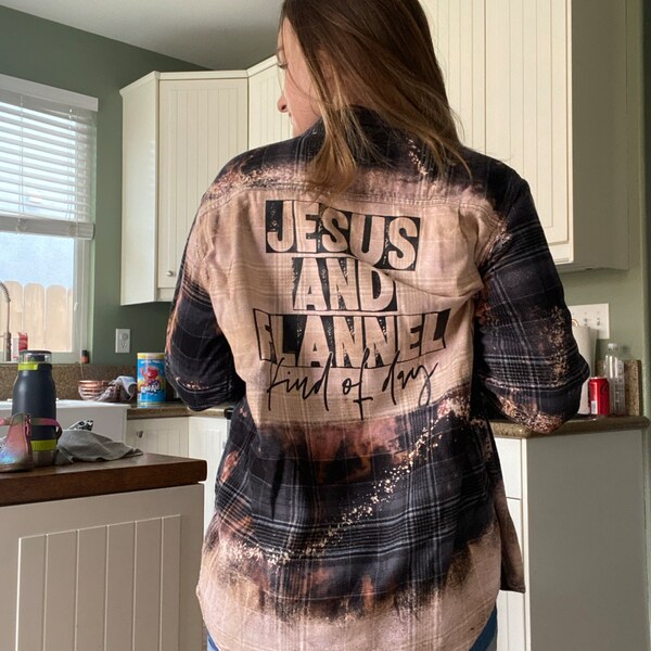 Distressed Bleached Flannel Christian Flannel Jesus Flannel Christian ...