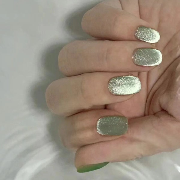 Spring Colors, Green Cat Eye Nails, Pretty Finished Gel Nails, Fun Nail ...