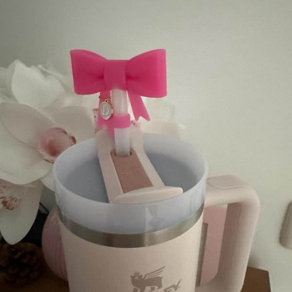 Twinkle Pink Straw Topper Bow,sparkling Pink Bow for Tumbler Straw,cute ...