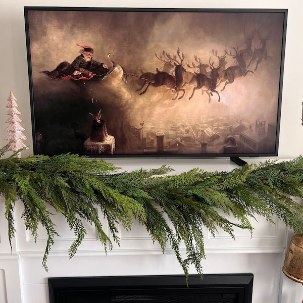 Vintage Christmas Samsung Frame TV Art, Santa’s Sleigh Art for TV ...
