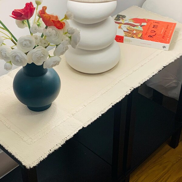 Rustic Table Runner|frayed Edges|small Handmade Farmhouse Table Runner ...