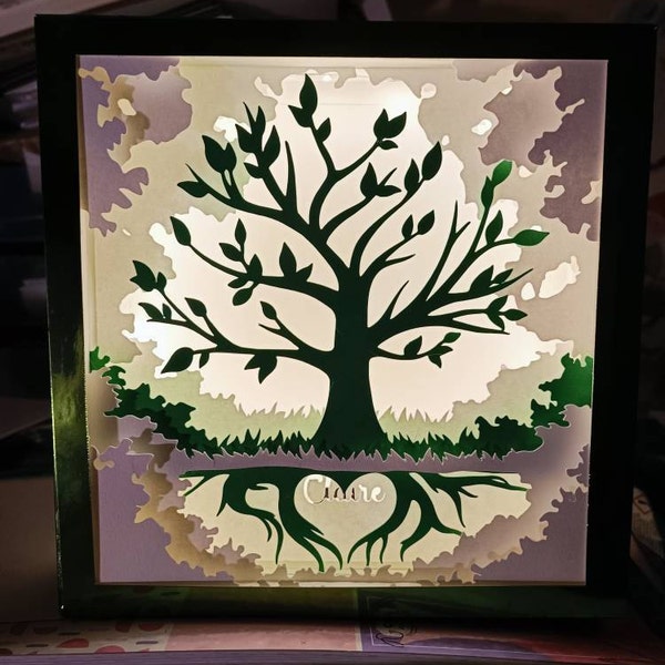 3D Family Tree Shadow Box Svg Cricut, Paper Cut Light Box Svg, 3D ...