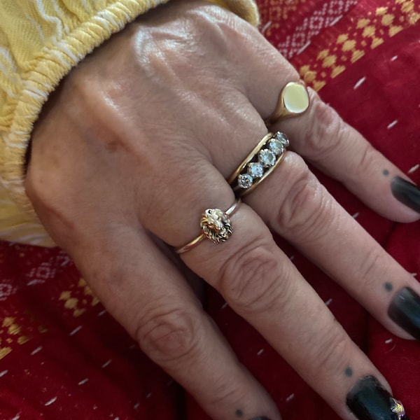 Minimalist Lion Ring, Leo Sterling Silver Ring, 14K Gold Ring, Stacking Ring, Midi Ring, Gift ...