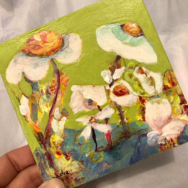 LUNCH IS READY an Original Abstract Floral Acrylic Painting by Judie ...