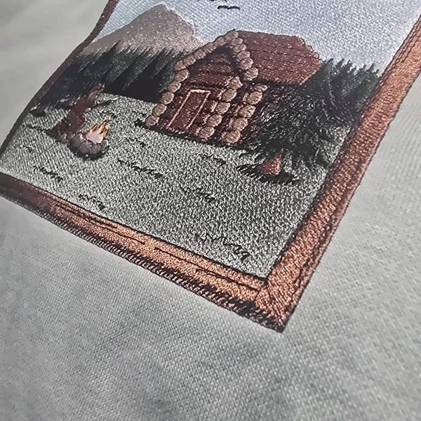 Sasquatch Log Cabin Scene Embroidered Hoodie Sweatshirt Unisex Camping ...