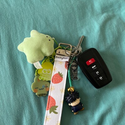 Peach Picnic Keychain Wristlet Peach Key Fabric Wristlet - Etsy