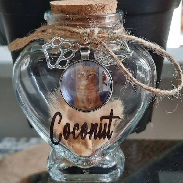 Pet Fur Memorial Keepsake Jar for Hair - Cat Fur Memorial - Dog ...