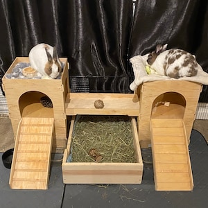 Two Tower Turrets for Rabbit Play House Exercise Small Animal House ...