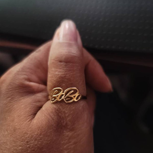 14K Solid Gold Name Ring-gold Name Ring-custom Name Ring-personalized ...