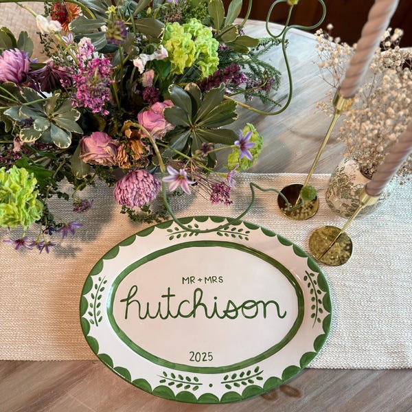 Hand Painted Ceramic Platter: Personalized Gift for Newlyweds and ...