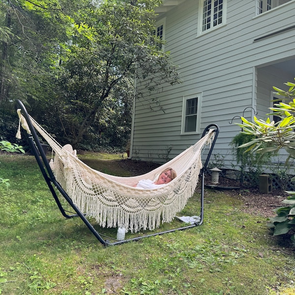 Luxury Hammock, Large Crochet Hammock, White Macrame Hammock With ...