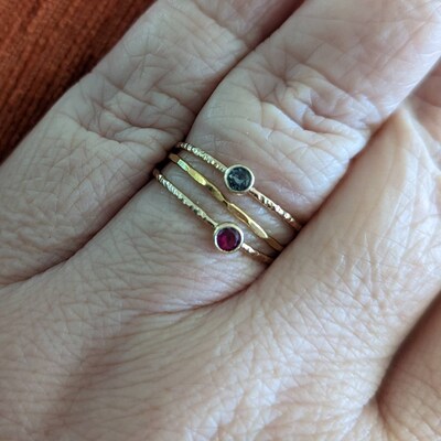 Stackable Gold Ring. Birthstone Ring. ONE Gemstone Ring. STARDUST ...
