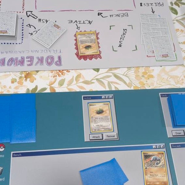 Pokemon Playmat TCG - Crayon Playzones - Custom Neoprene Deskmat - Hand ...