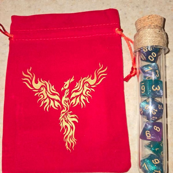 RPG Dice Potion Bag With Fantasy Dice Potion Flask Set: Black Leather ...