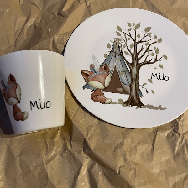Children's Dishes Set With Name Fox - Etsy